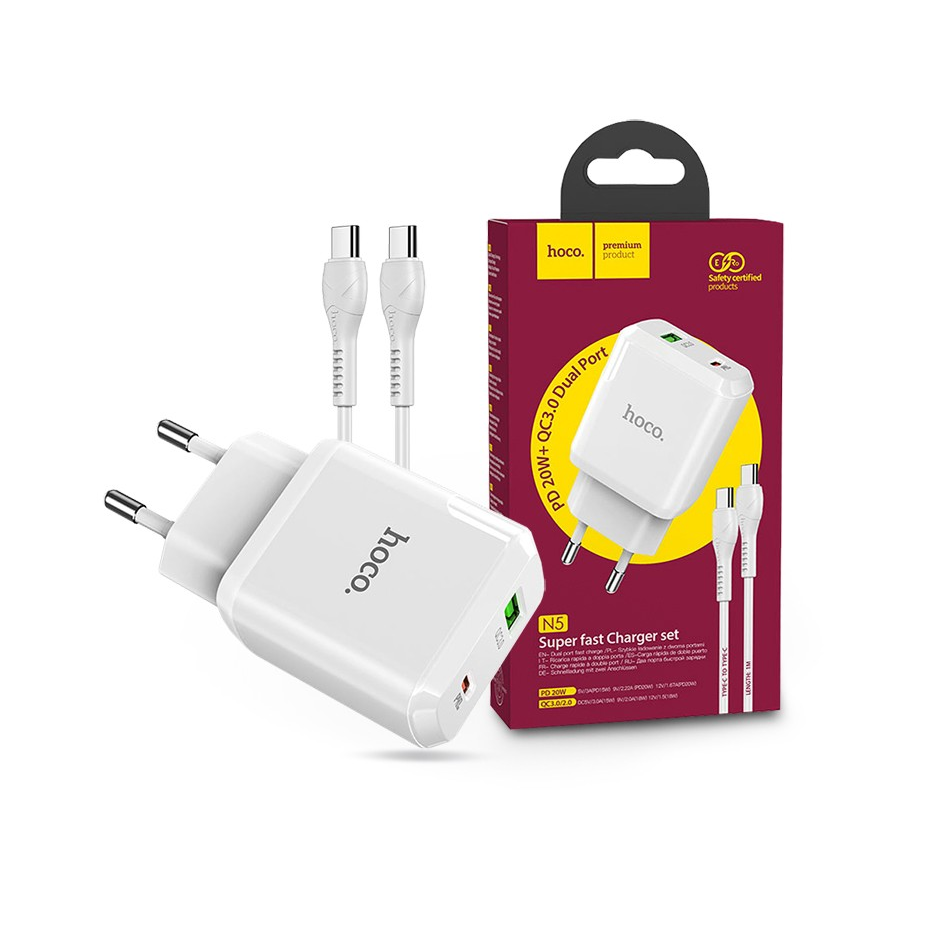 HOCO hálózati töltő adapter Type-C + USB bemenettel + Type-C - Type-C ...