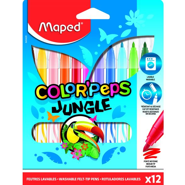 Maped Color Peps Jungle kimosható, színes filctoll készlet 12 db-os ...