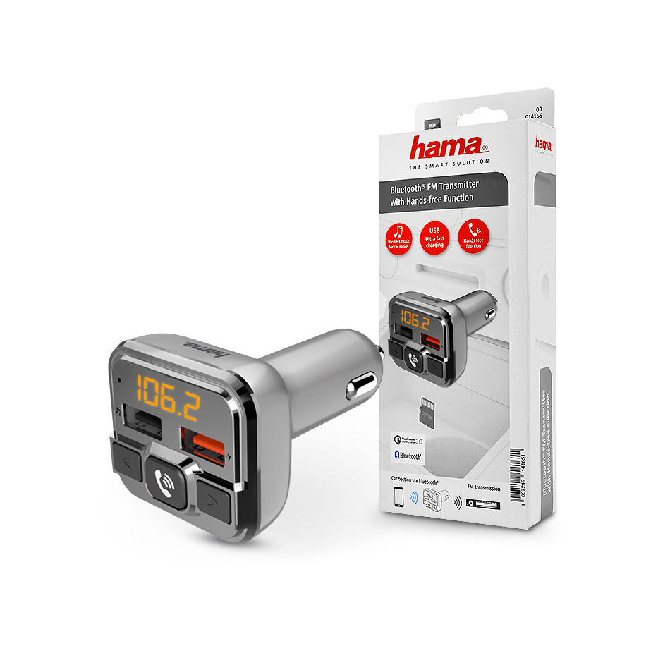 HAMA Bluetooth FM-transmitter/szivargyújtó töltő - 2xUSB + AUX + MP3 ...