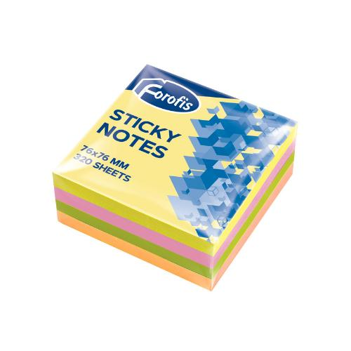 Forofis Öntapadós jegyzettömb 76x76 mm 320 lapos vegyes színekben ...