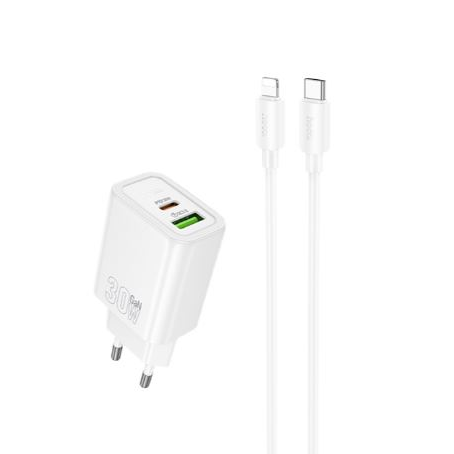 Hoco N63 Gentle hálózati gyorstöltő (USB - TYPE-C) (PD)30W + QC3.0 ...