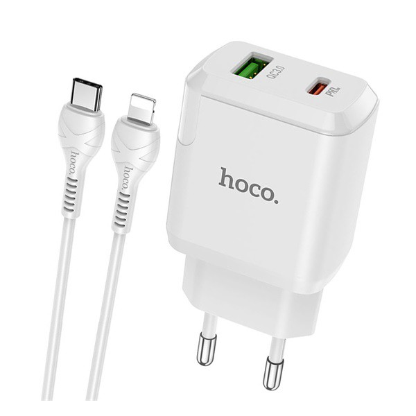 HOCO N5 hálózati töltő USB / Type-C aljzat (5V / 3000mA, 20W, QC 3.0 gyorstöltés + Type-C ...